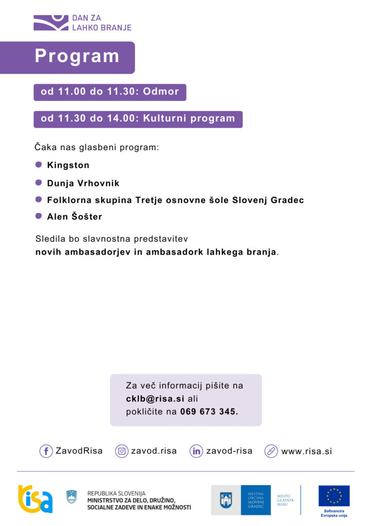 Pridite 28. maja na Dan za lahko branje | Zavod RISA